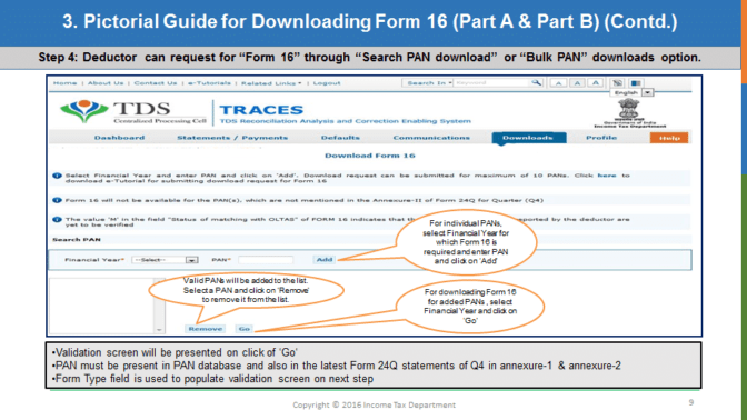Form 16 (Part A & Part B) - Download Procedure PDF - InstaPDF