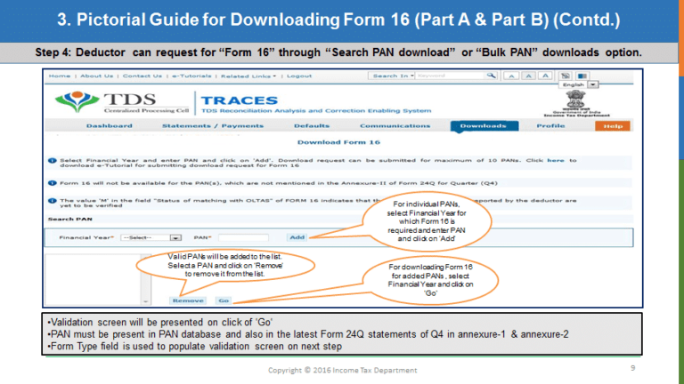 Form 16 (Part A & Part B) - Download Procedure PDF - InstaPDF