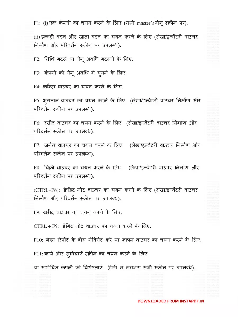 Tally ERP 9 Shortcut Keys List Hindi PDF InstaPDF