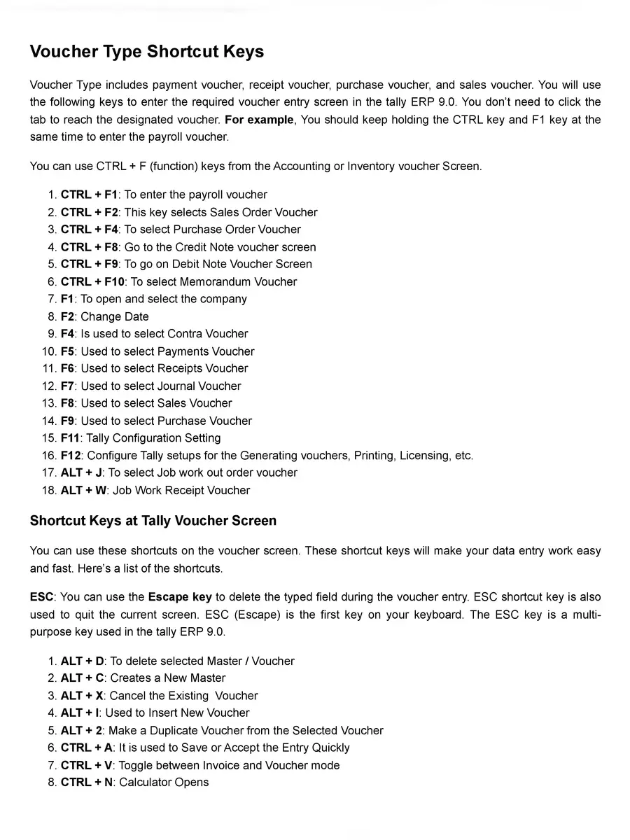 Tally Shortcut Keys List PDF InstaPDF Tally Shortcut Keys List PDF InstaPDF