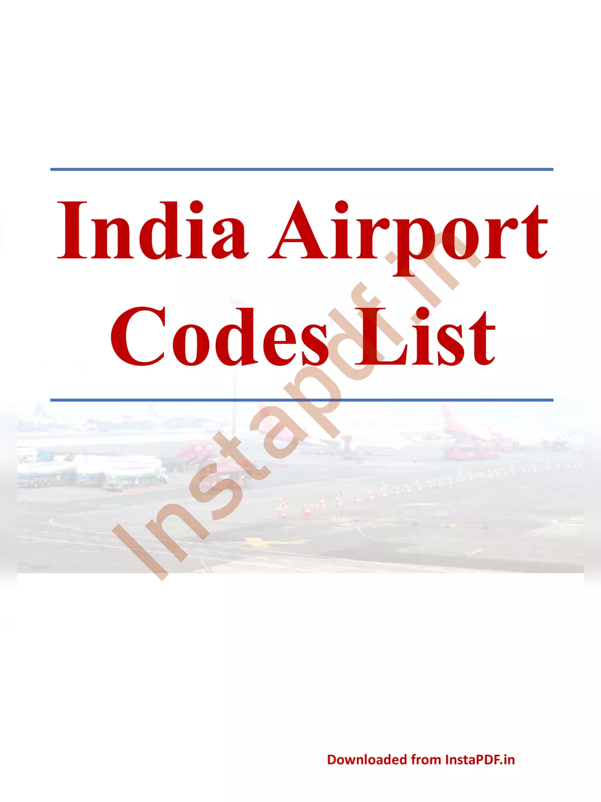 India Airport Code List PDF InstaPDF India Airport Code List PDF InstaPDF