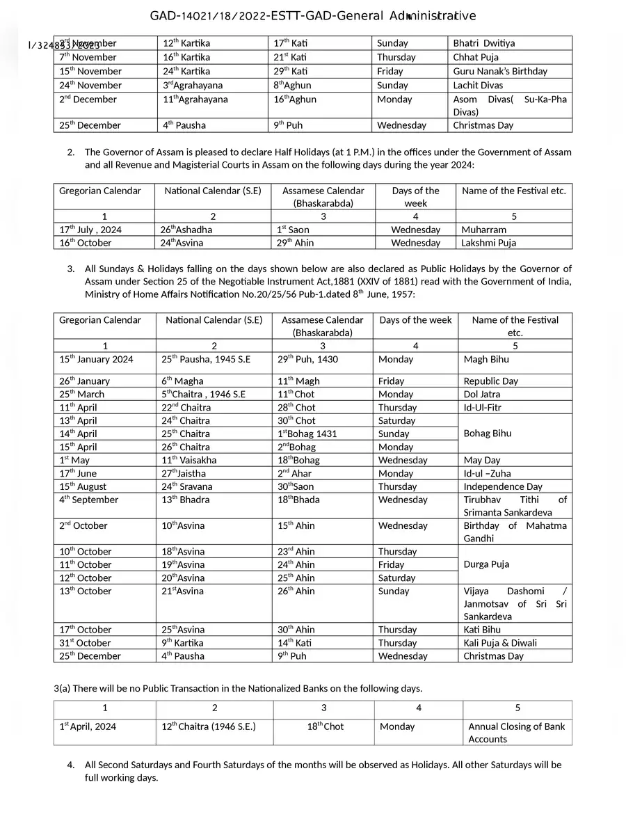 Assam Govt Holiday List 2024 PDF InstaPDF Assam Govt Holiday List 2024 PDF InstaPDF
