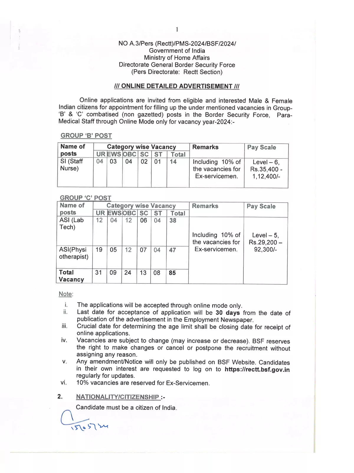 BSF Recruitment 2024 Notification PDF InstaPDF